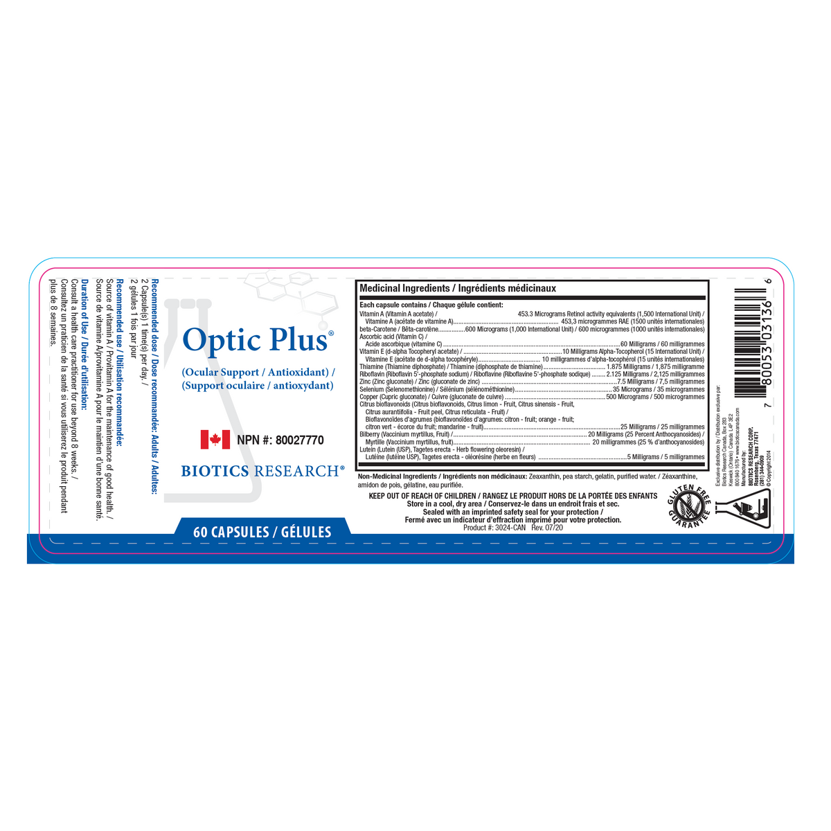 Optic-Plus (Optic Support) - Biotics Research - Unytii - Distribution de Suppléments – Unytii ...